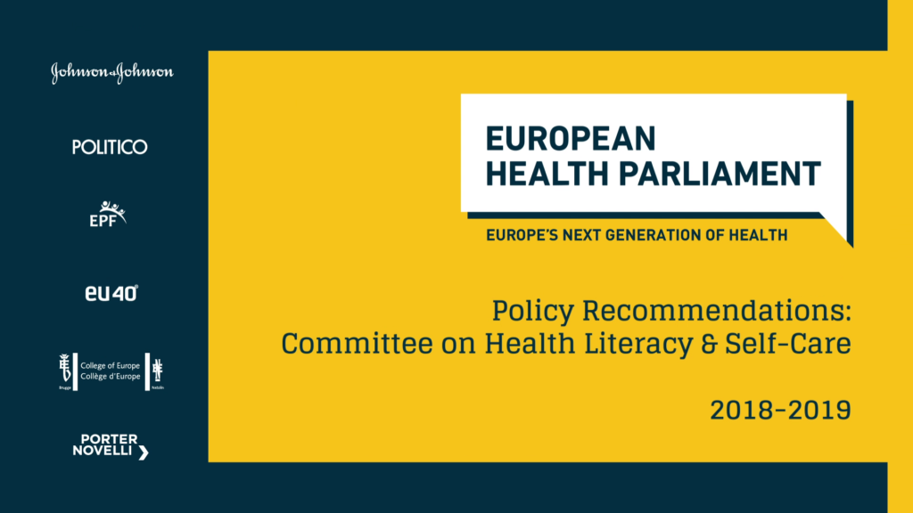 MAKING EUROPE HEALTH LITERATE BY 2025 - European Health Parliament
